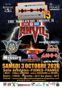 Anvil : Le 03 octobre 2026 au British Steel Saturday Night #13 @Fismes ...